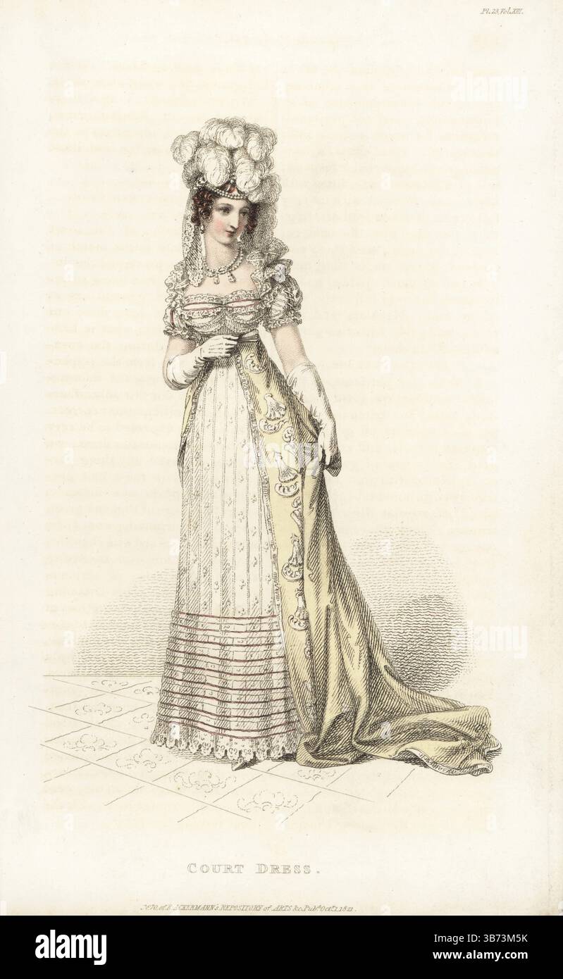 Fashionable woman at the court of King George IV of England. Court ...