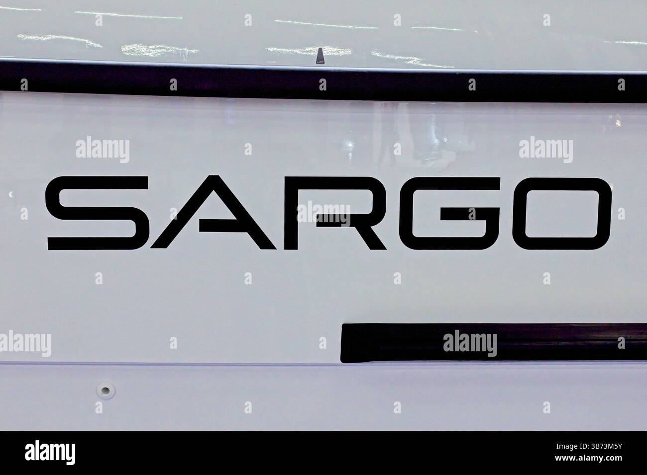 Pasila, Helsinki, Finland – February 12. 2025: Closeup of Sargo logo on ...