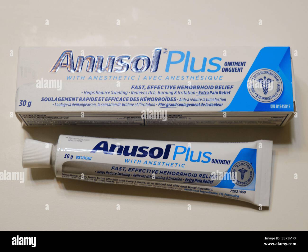 stock image of Anusol Plus box and tube Stock Photo - Alamy