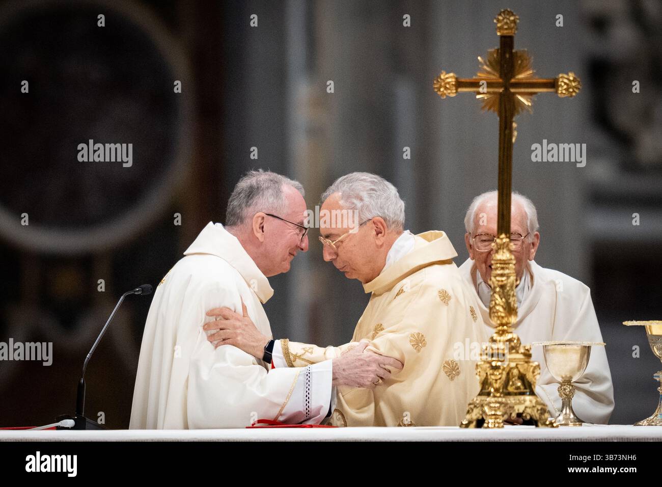 Vatican, Vatican. 04th May, 2025. Cardinal Pietro Parolin attends the ...