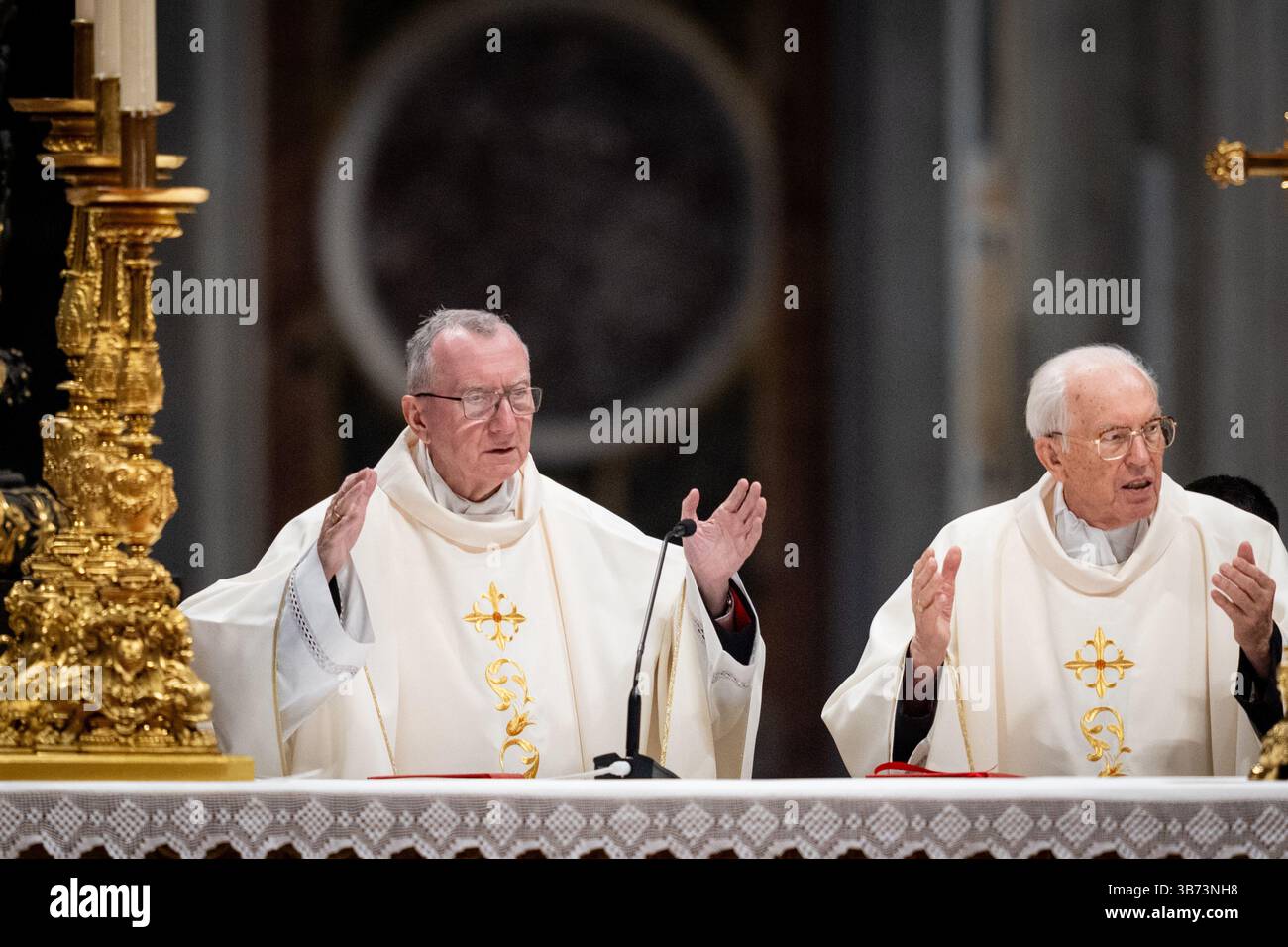 Vatican, Vatican. 04th May, 2025. Cardinal Pietro Parolin attends the ...