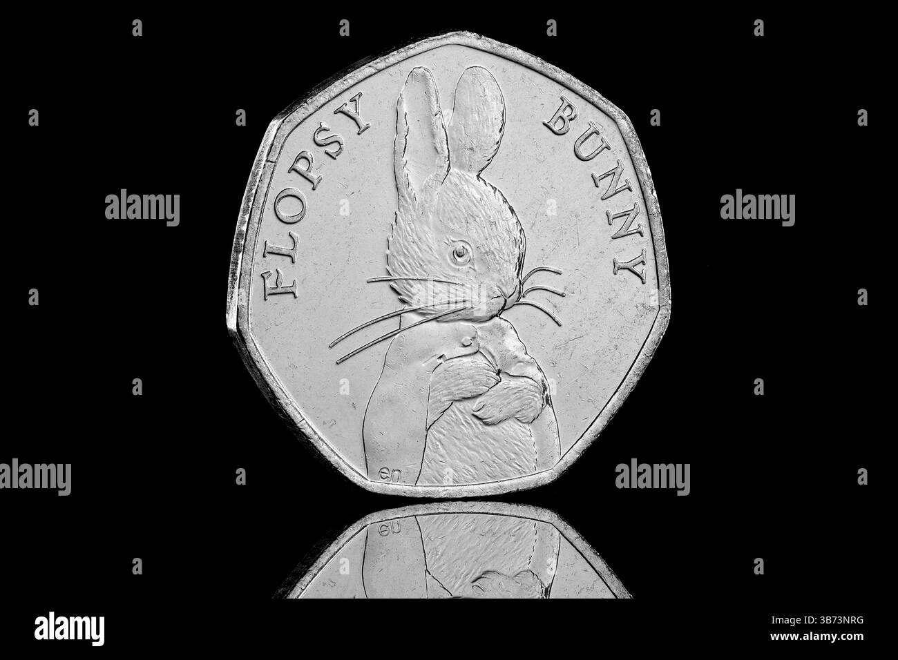 2018 UK 50 pence coin featuring Beatrix Potters Flopsy Bunny from Peter ...