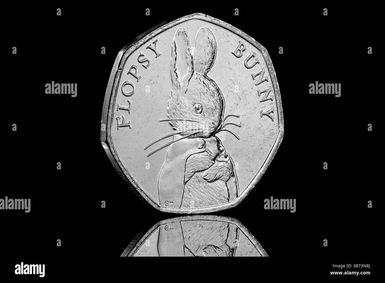 2018 UK 50 pence coin featuring Beatrix Potters Flopsy Bunny from Peter ...