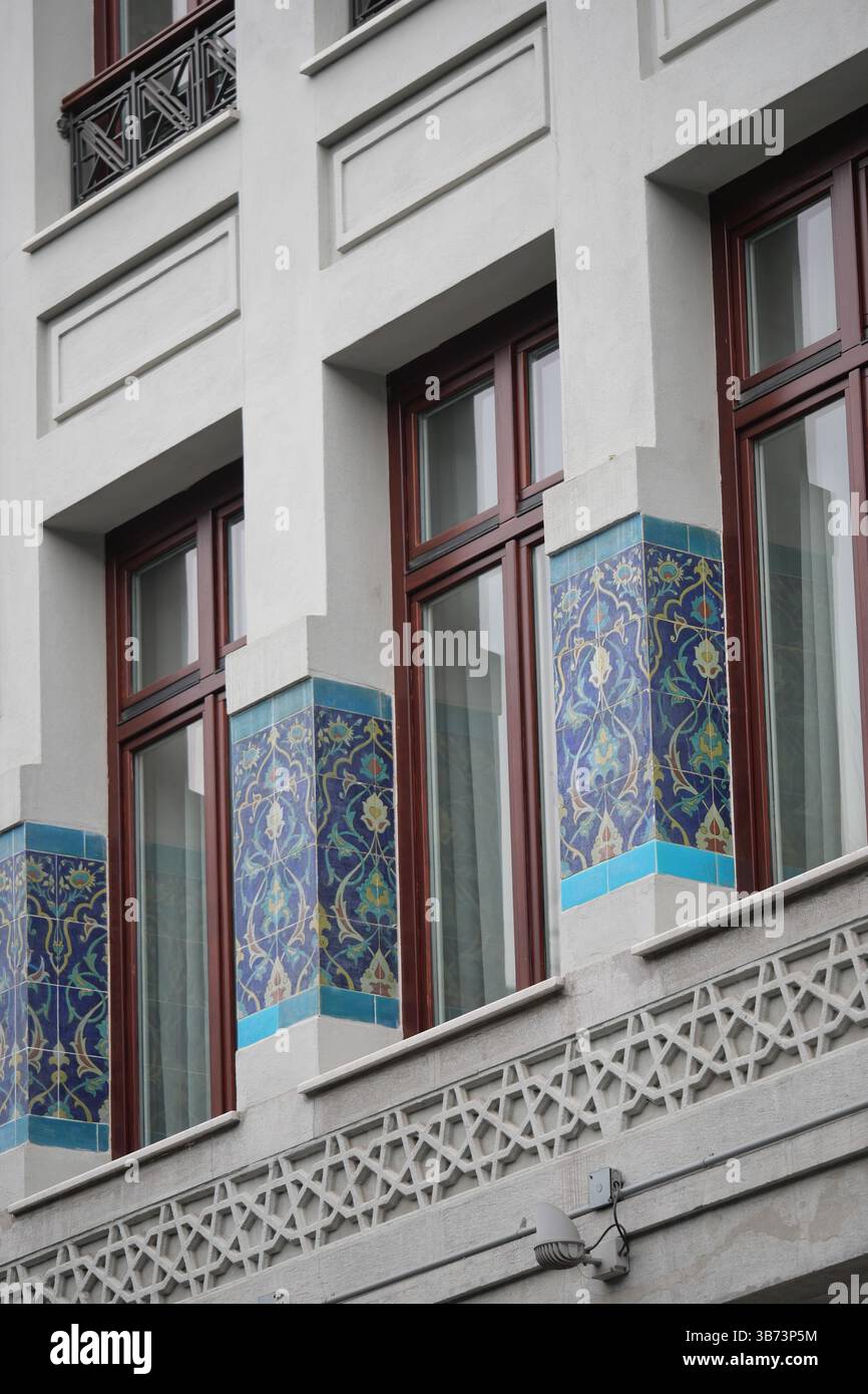 Detailed patterns on architectural facade in urban setting Stock Photo ...