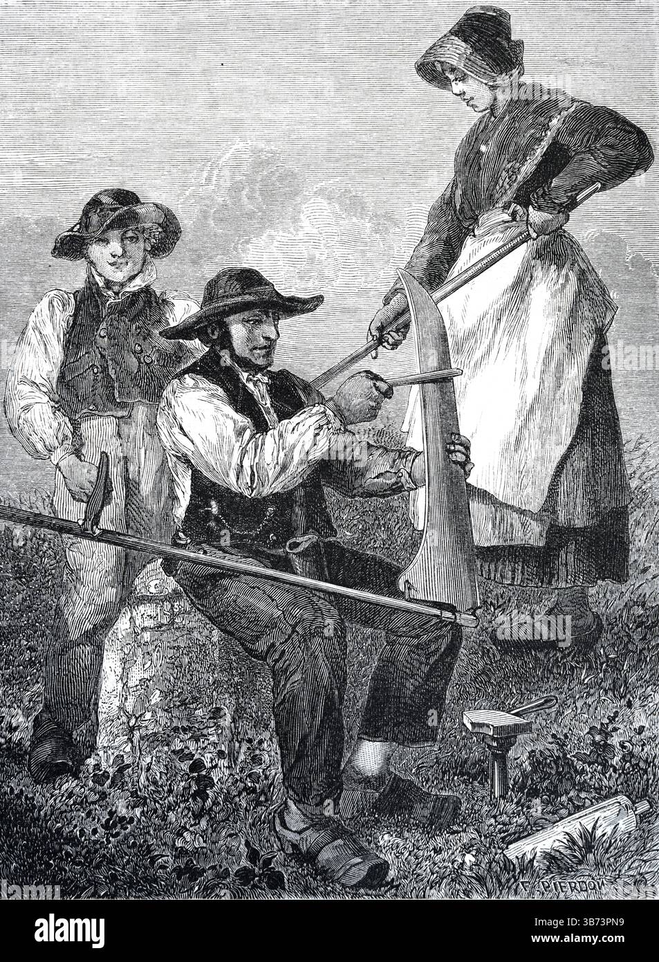 Farmer reaping wheat scythe hi-res stock photography and images - Alamy