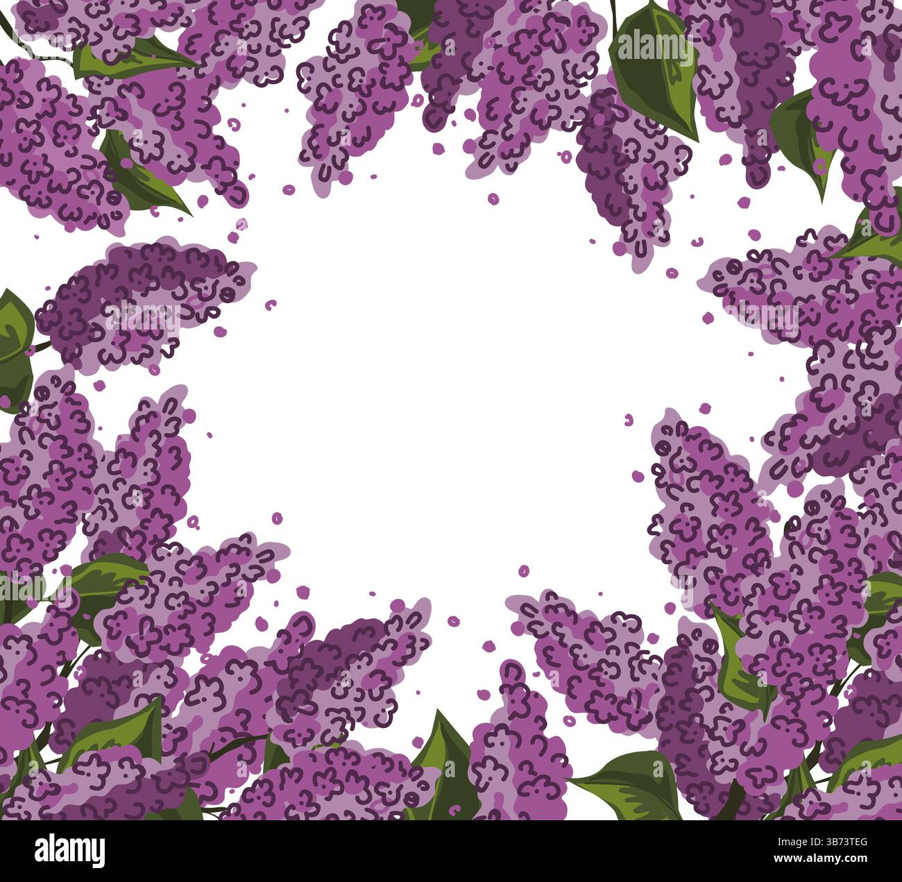 Fresh purple lilac flowers frame. Lilacs brunches border. Vector ...
