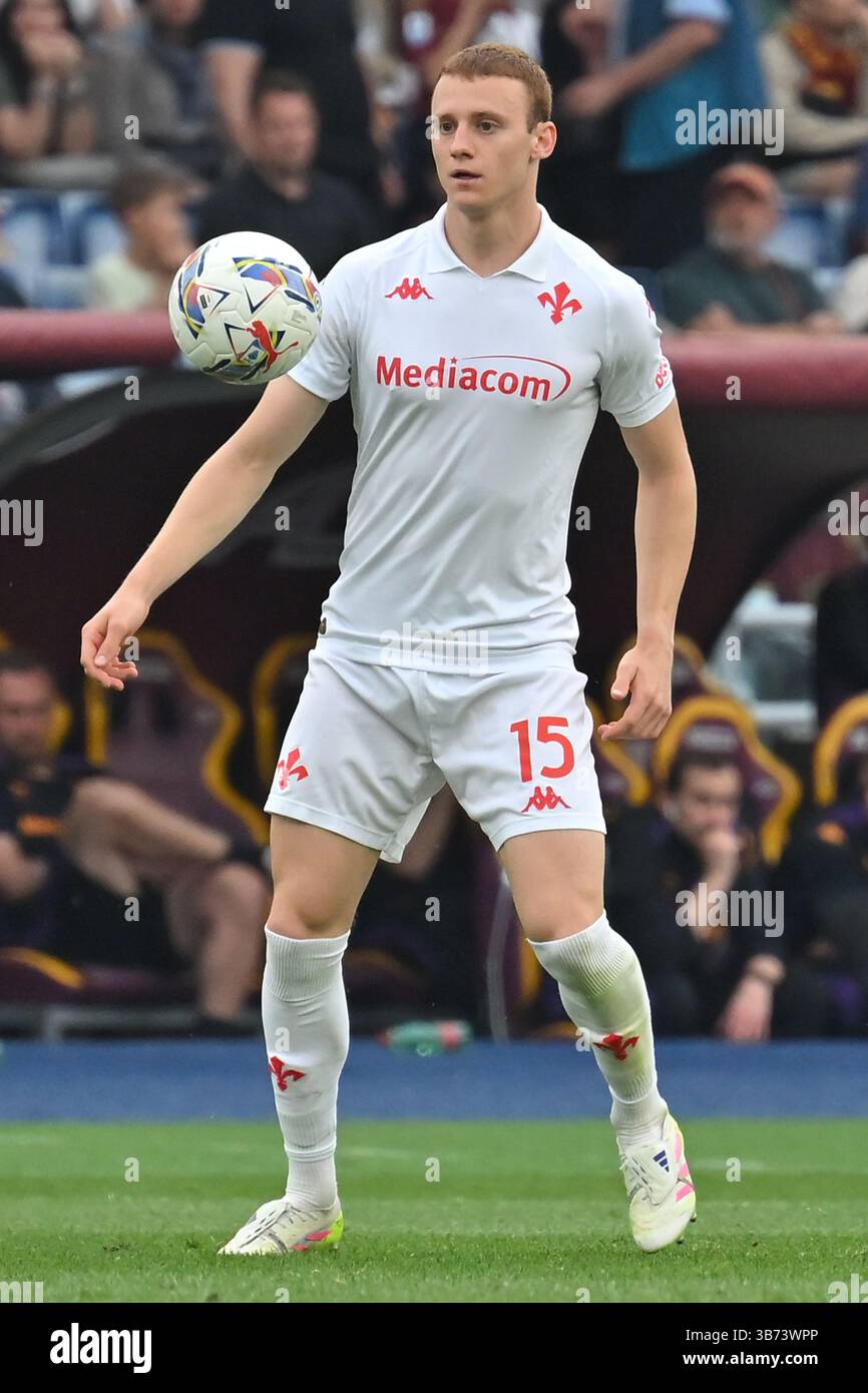 Rome, Lazio. 04th May, 2025. Pietro Comuzzo of Fiorentina during the ...