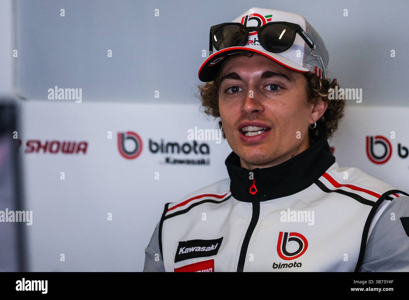 Axel Bassani of Bimota by Kawasaki Racing Team with Bimota KB998 Rimini looks on during FIM SBK ...