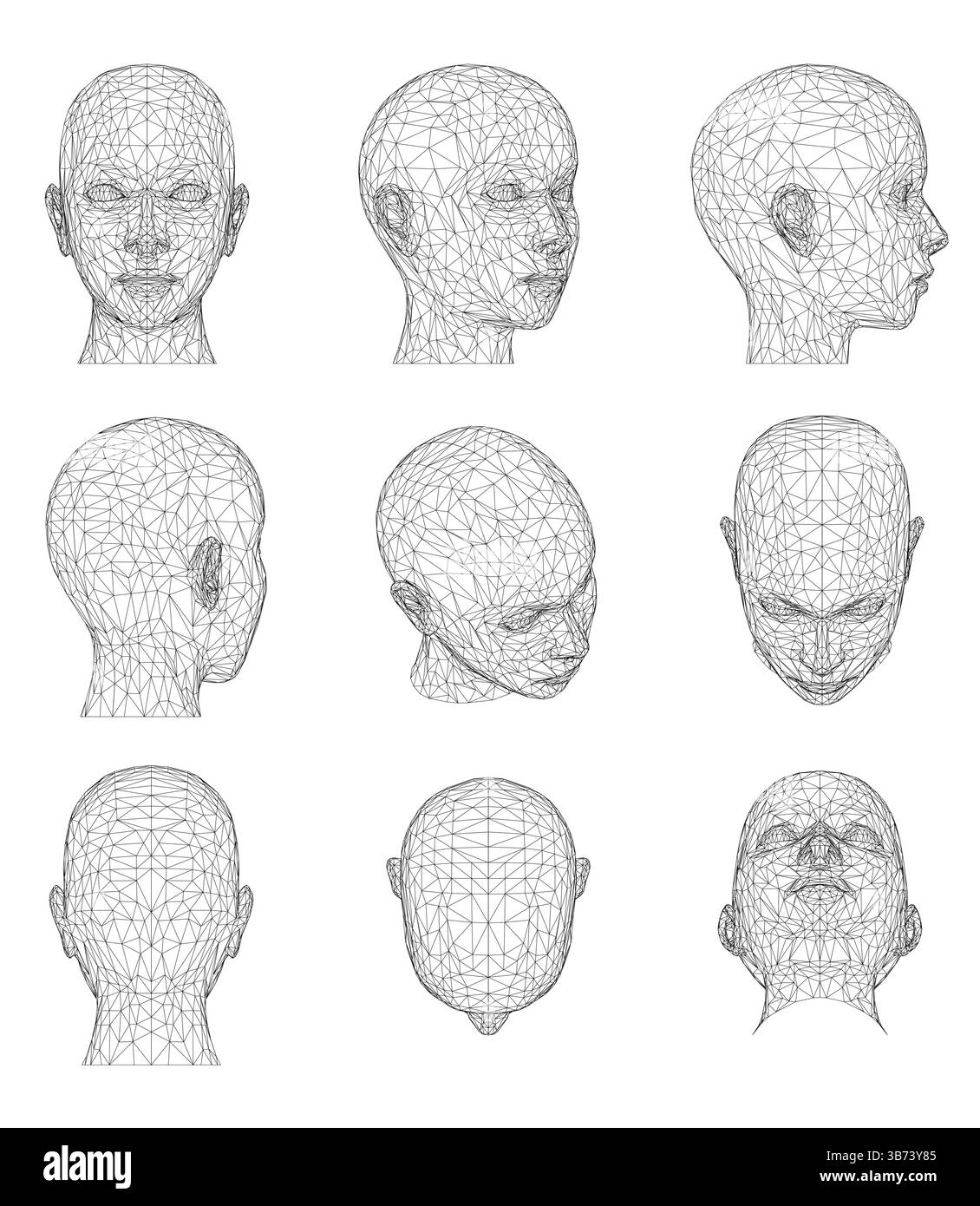 The image is a series of nine different faces, all of which are drawn ...