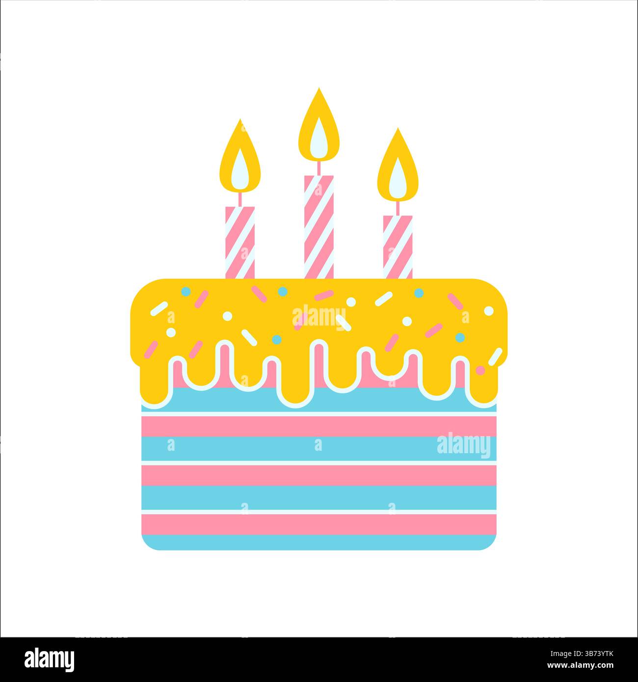 Colorful birthday cake. Three tier cake with decorative frosting Stock ...