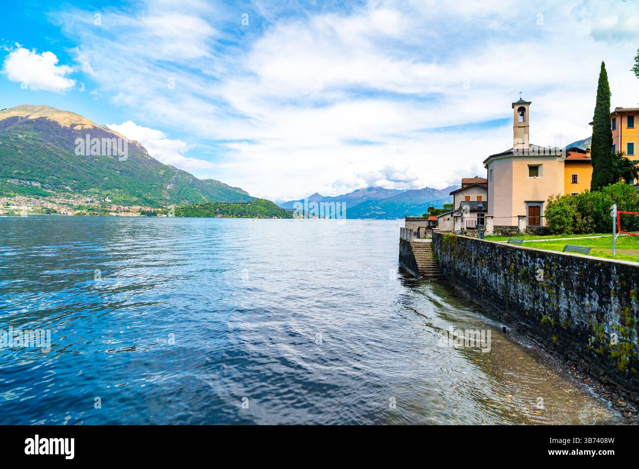 The village of Lezzeno and panorama of Lake Como, photographed during ...