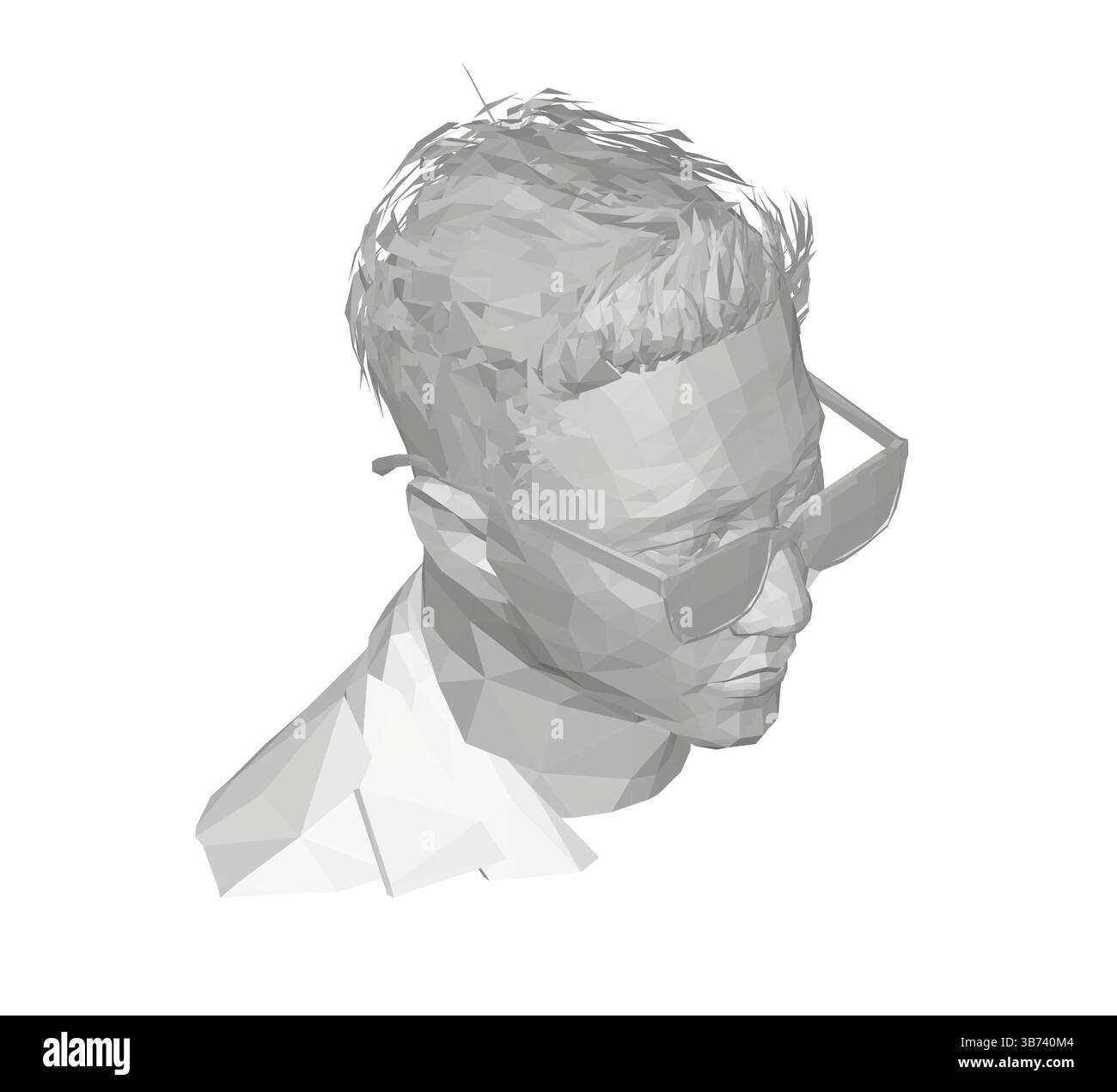 A man head with sunglasses. The sunglasses are black and the man is ...