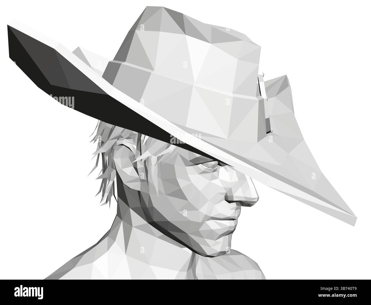 A man wearing a hat is shown in a black and white photo. The hat is a ...