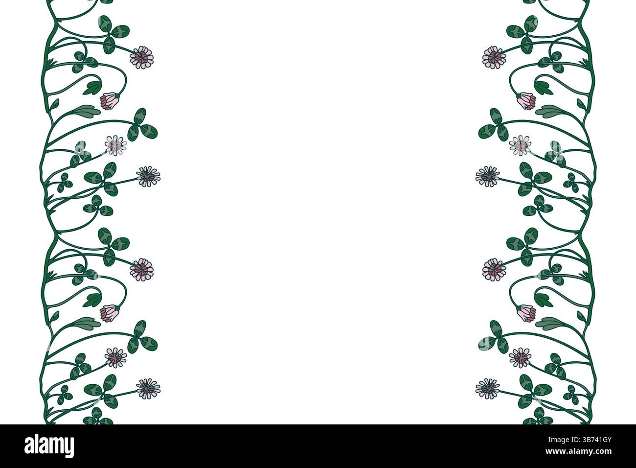 Botanical vertical floral border isolated on white background. Hand ...