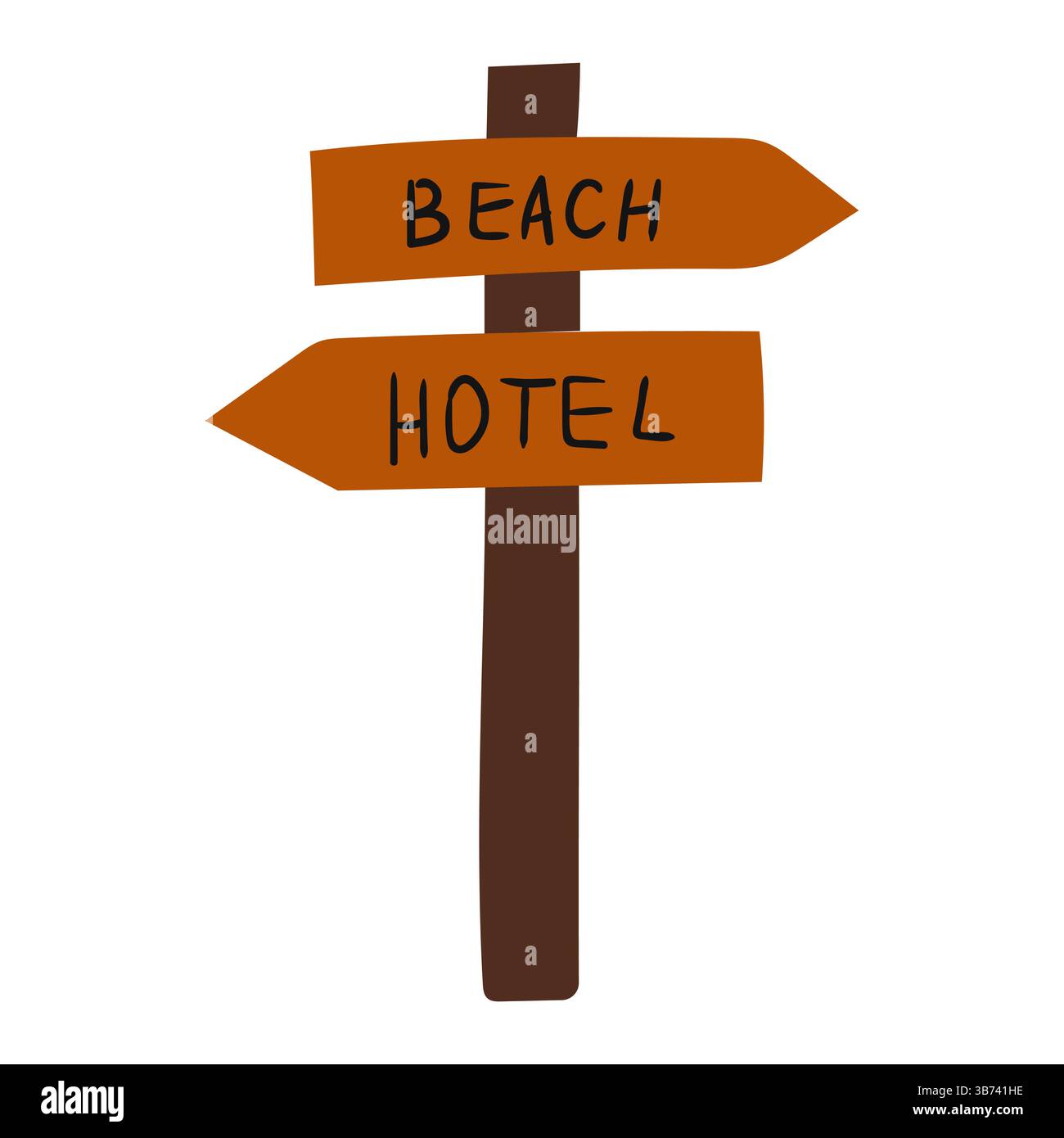 Directional wooden signpost indicating beach and hotel locations Stock ...