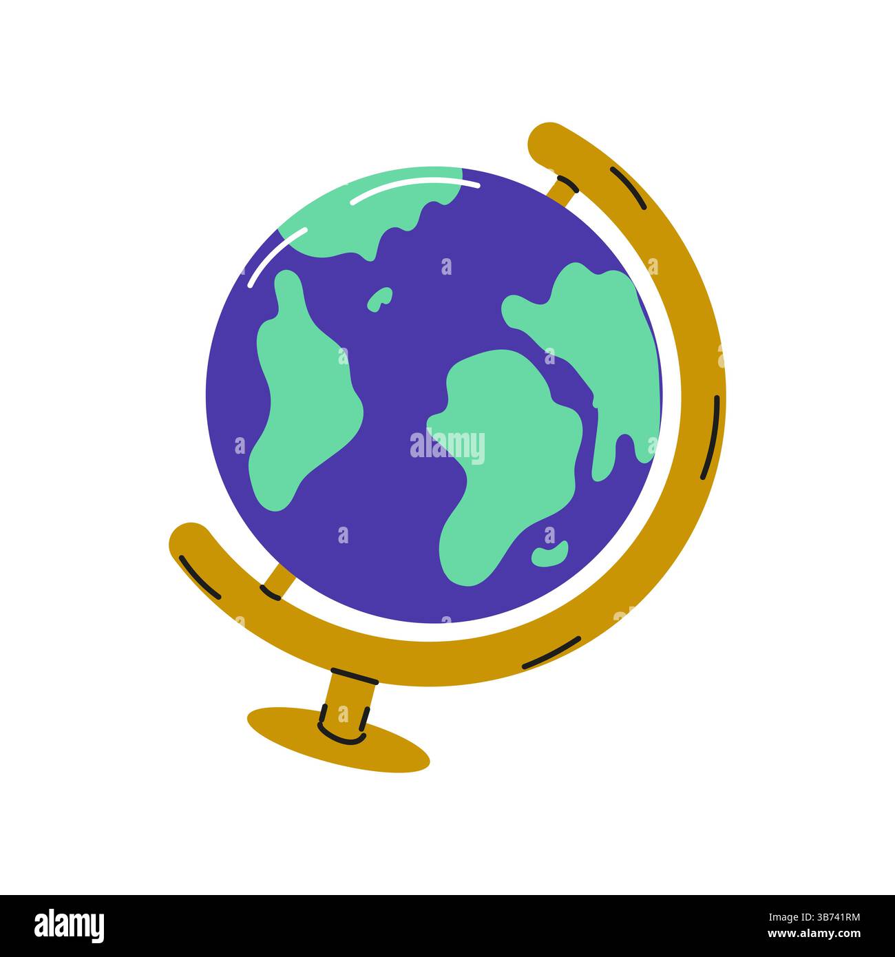 Colorful globe showing earth's continents on a classic stand in a ...