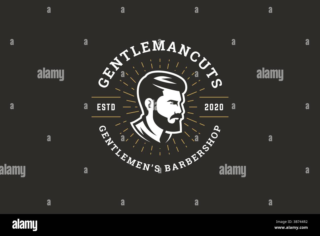 Stylish barbershop logo featuring a side profile of a gentleman with ...