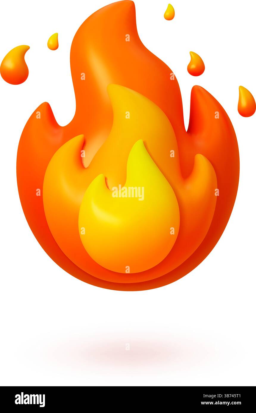 Campfire 3d icon. Isolated fire symbol, realistic plastic stylization ...