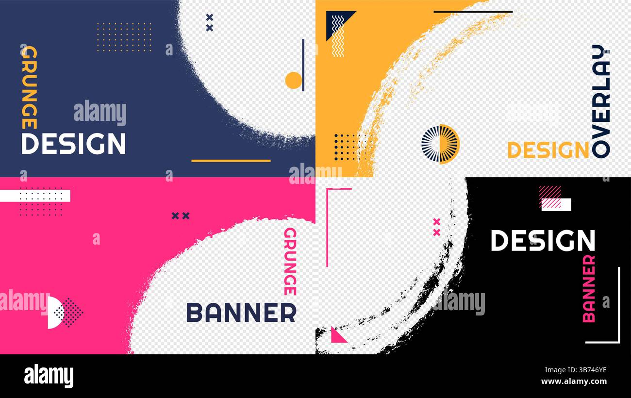 Vector illustration. Abstract color horizontal clipping mask set. Ink brush strokes design for ...