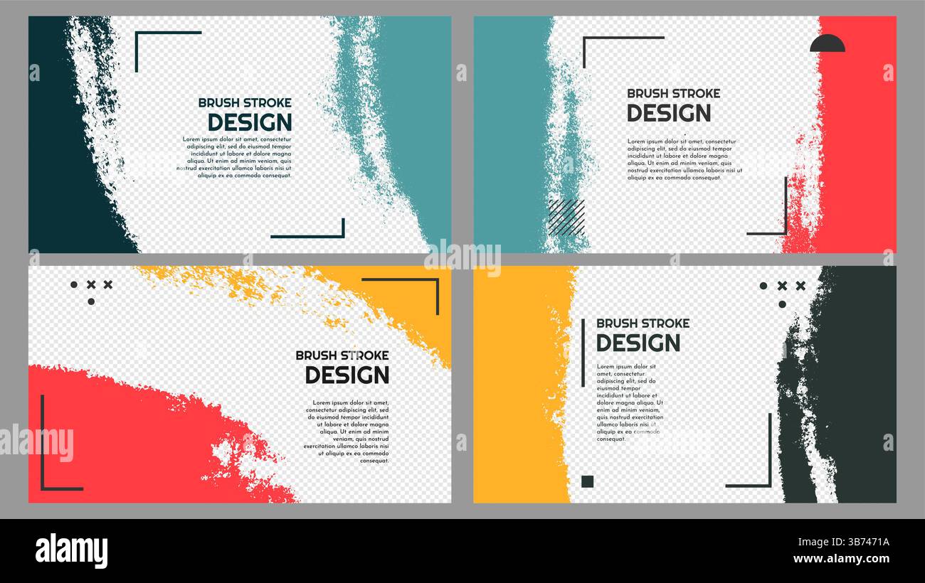 Vector illustration. Abstract color horizontal clipping mask set. Ink ...