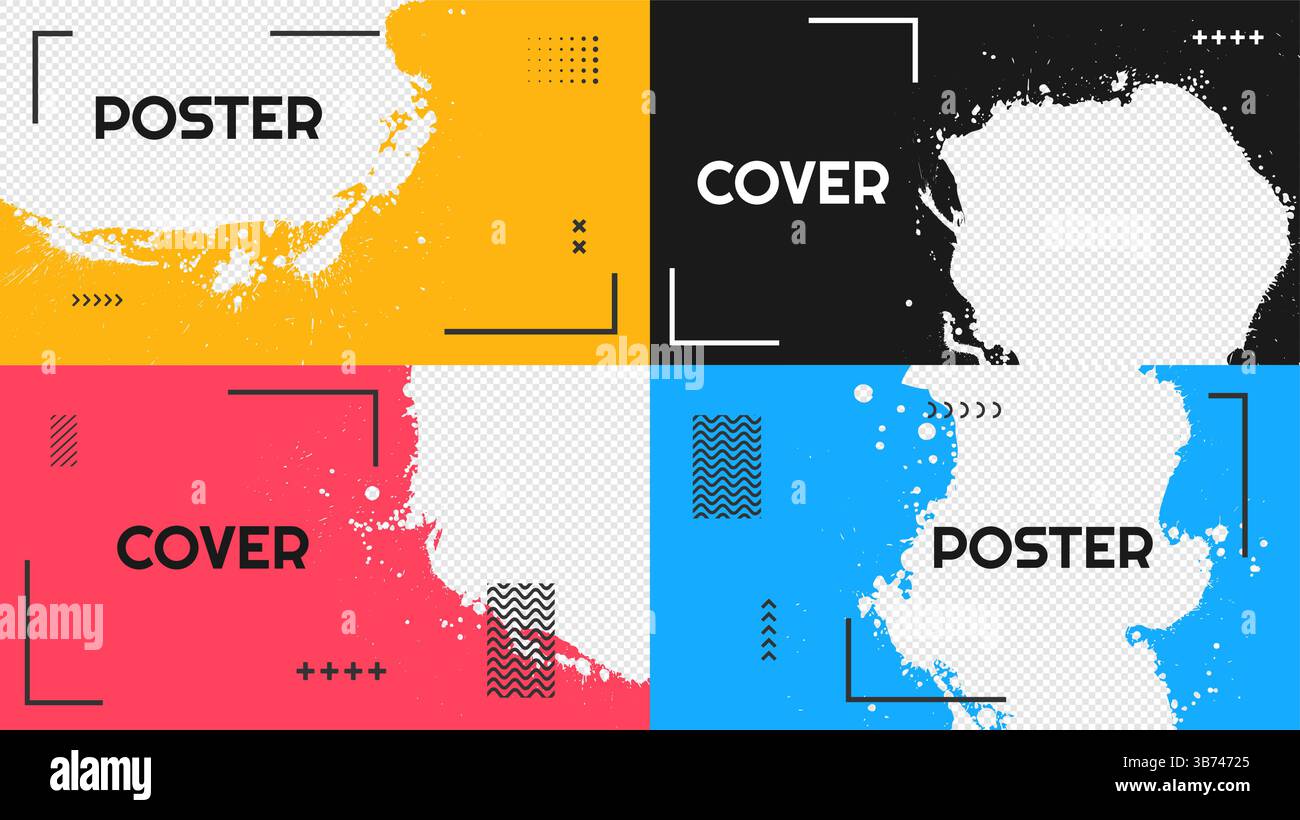 Vector illustration. Abstract color horizontal clipping mask set. Ink ...