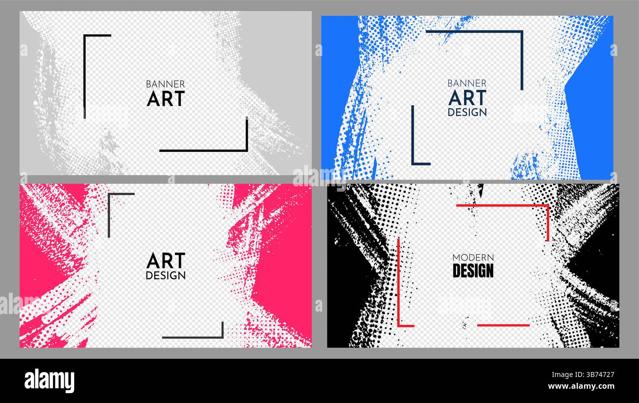 Vector illustration. Abstract color horizontal clipping mask set. Ink ...