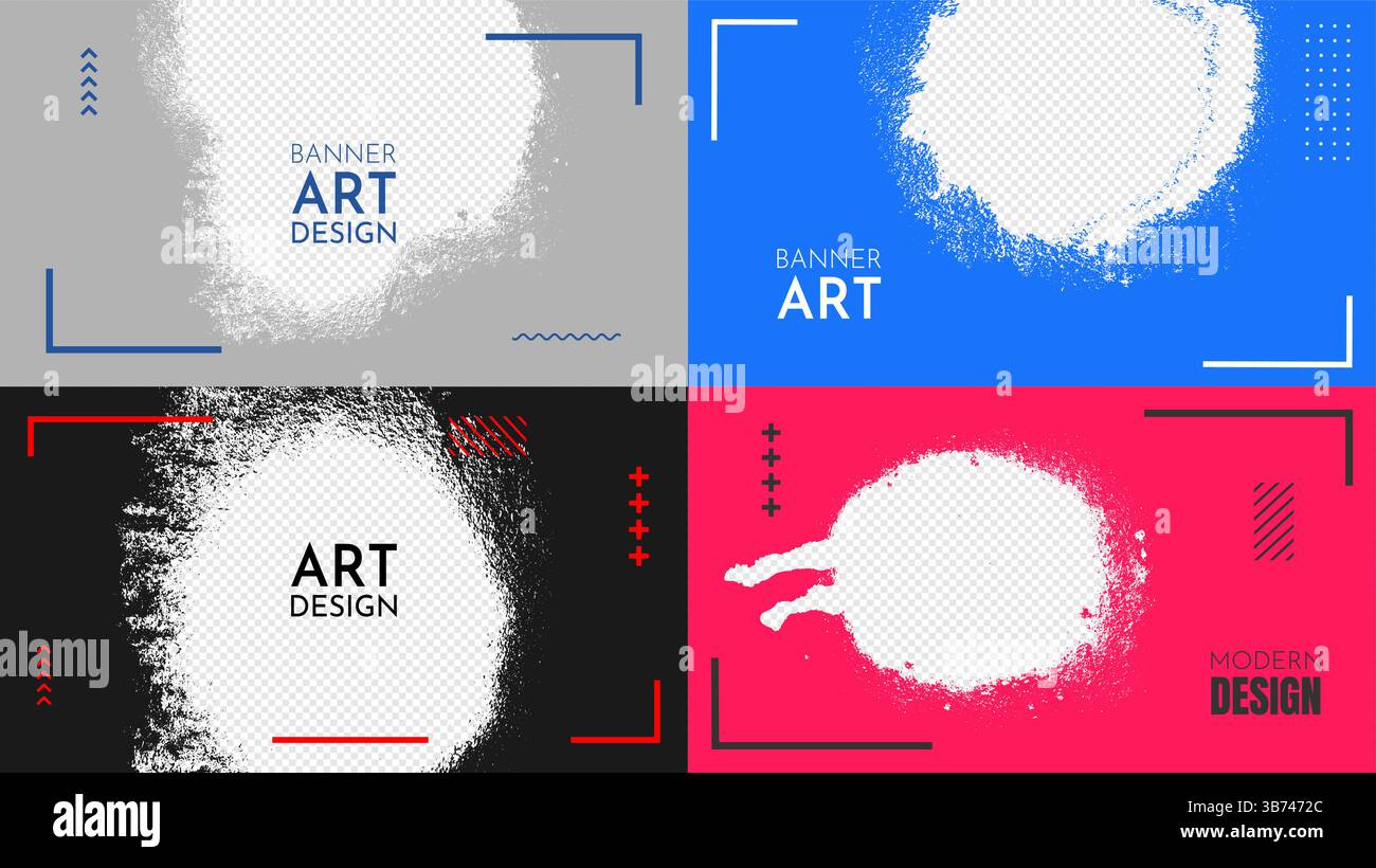 Vector illustration. Abstract color horizontal clipping mask set. Ink ...