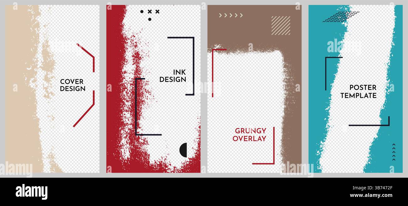 Vector illustration. Hand drawn retro overlay set. Ink brush strokes ...