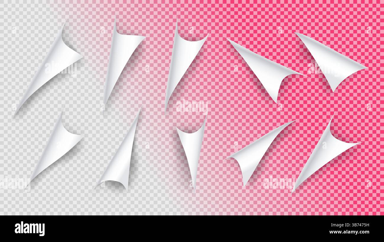 Curled page realistic folded paper corners hi-res stock photography and ...