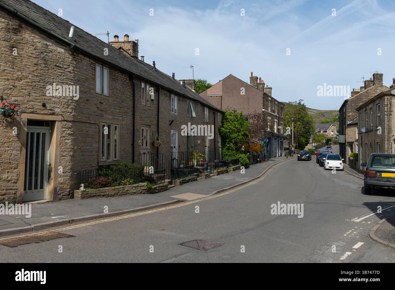 Main street in the village of Hayfield, Derbyshire, England Stock Photo ...