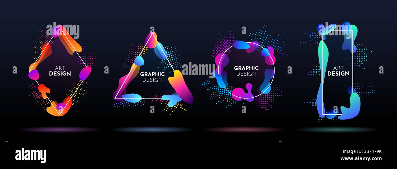 Vector illustration. Dynamic liquid shapes with gradient color ...