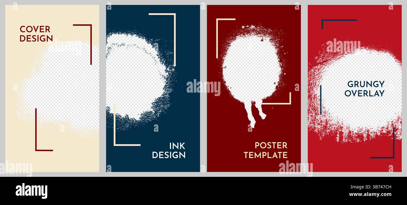 Vector illustration. Hand drawn abstract overlay set. Ink brush strokes ...