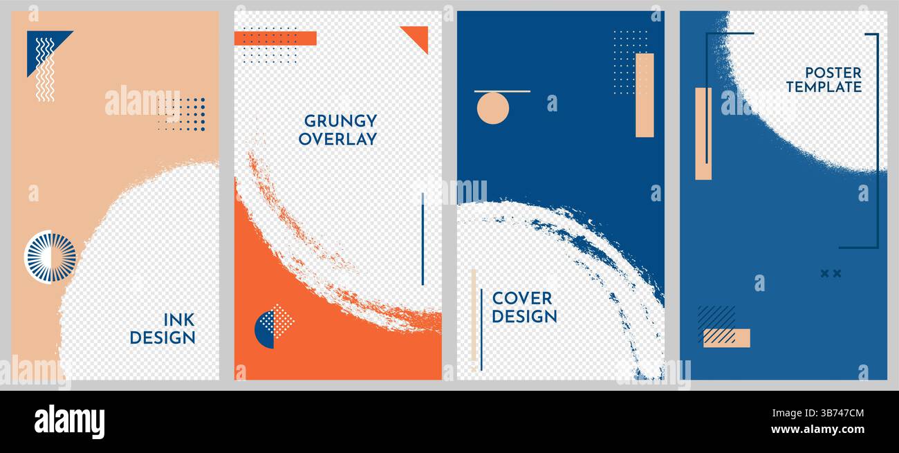 Vector illustration. Hand drawn abstract overlay set. Ink brush strokes ...