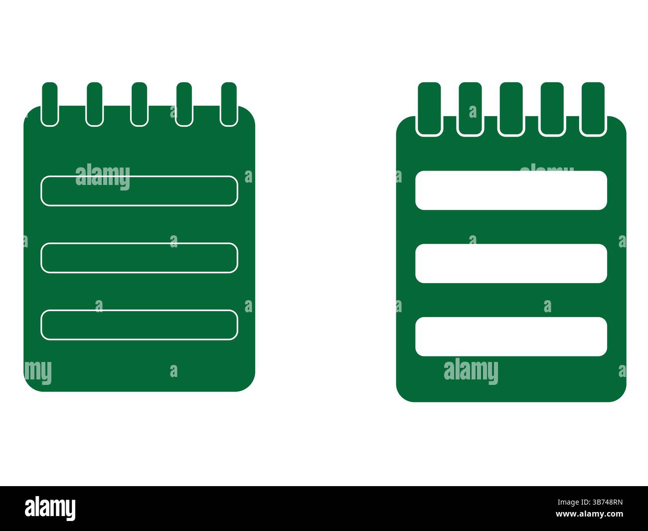 Notebook design or icons in green color isolated on white background ...