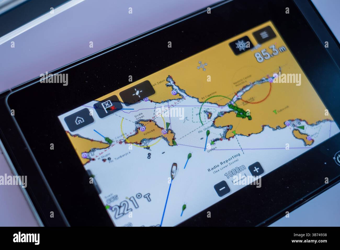 AIS navigation system display on a yacht. Luka Slano and ACI Marina ...