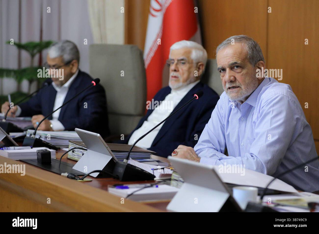 Iranian President Masoud Pezeshkian chairs a cabinet meeting Iranian ...