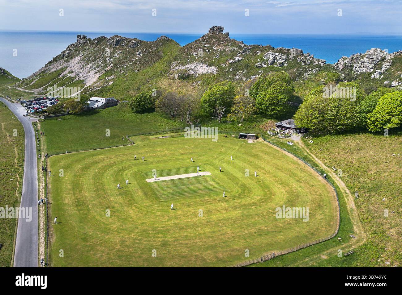Lynton, UK. 04th May 2025 Howzat, for a majestic place to play cricket ...
