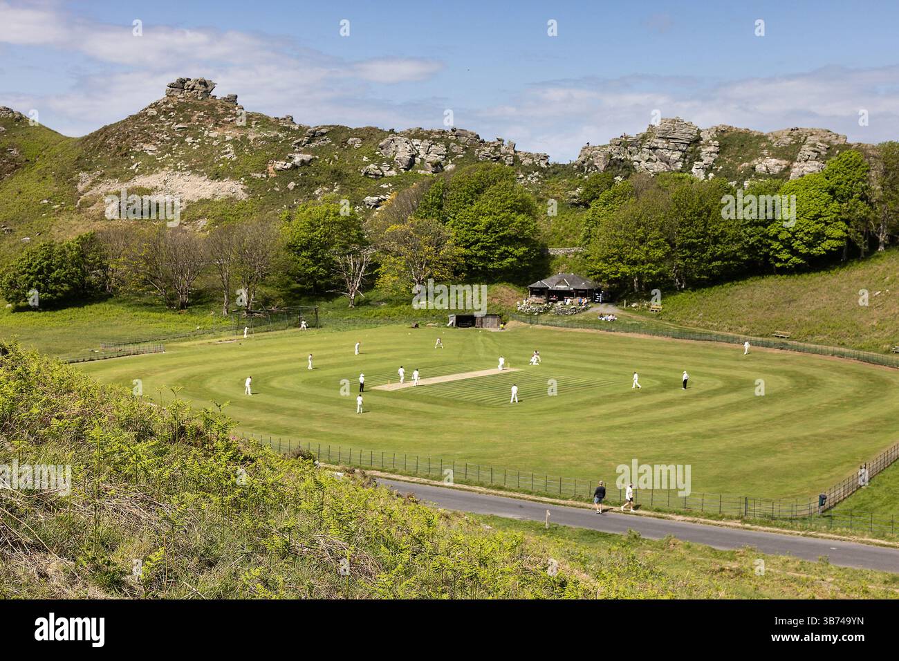 Lynton, UK. 04th May 2025 Howzat, for a majestic place to play cricket ...