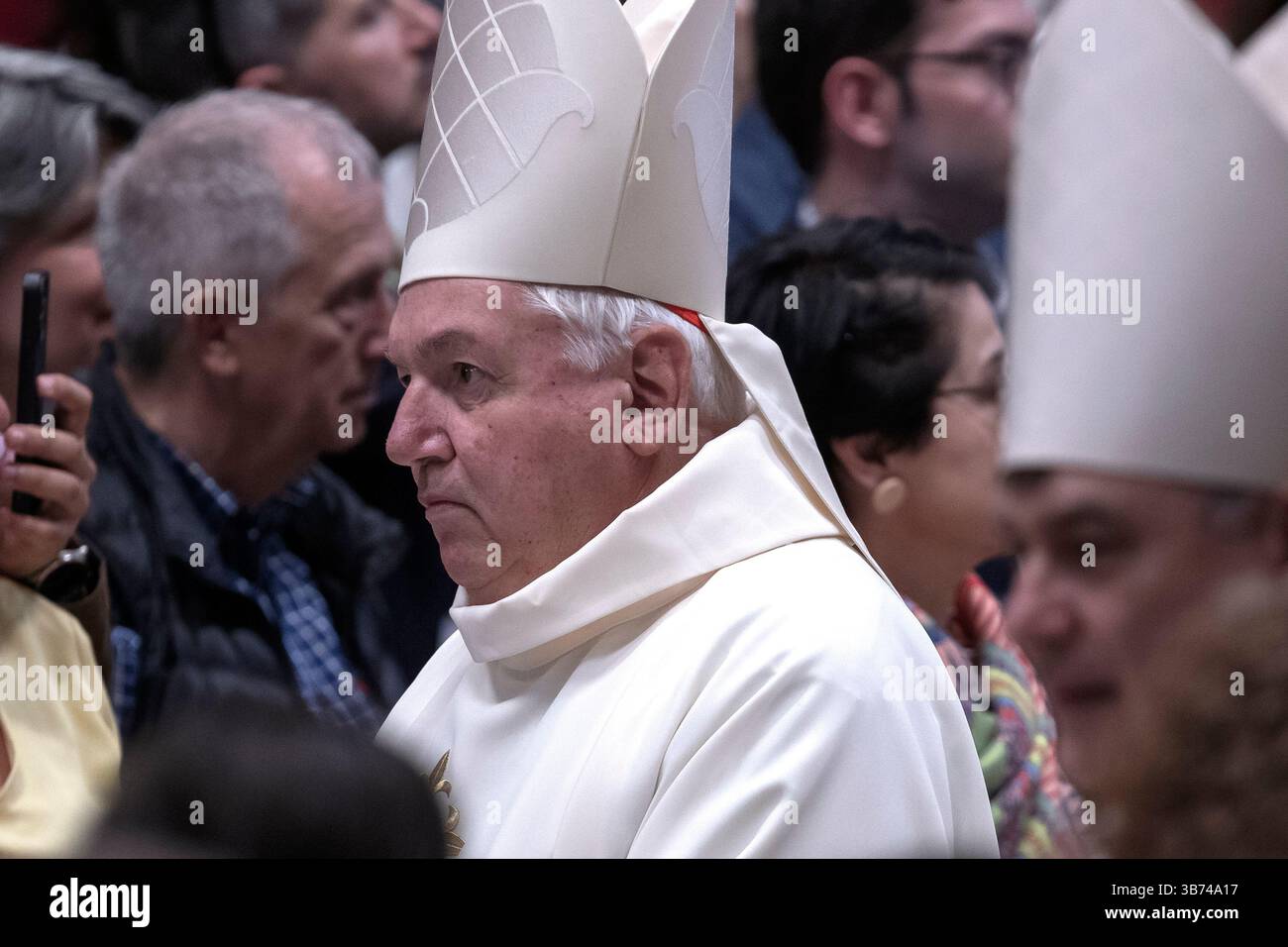 Cardinal Jean-Marc Aveline arrives for a mass on the ninth day of the ...