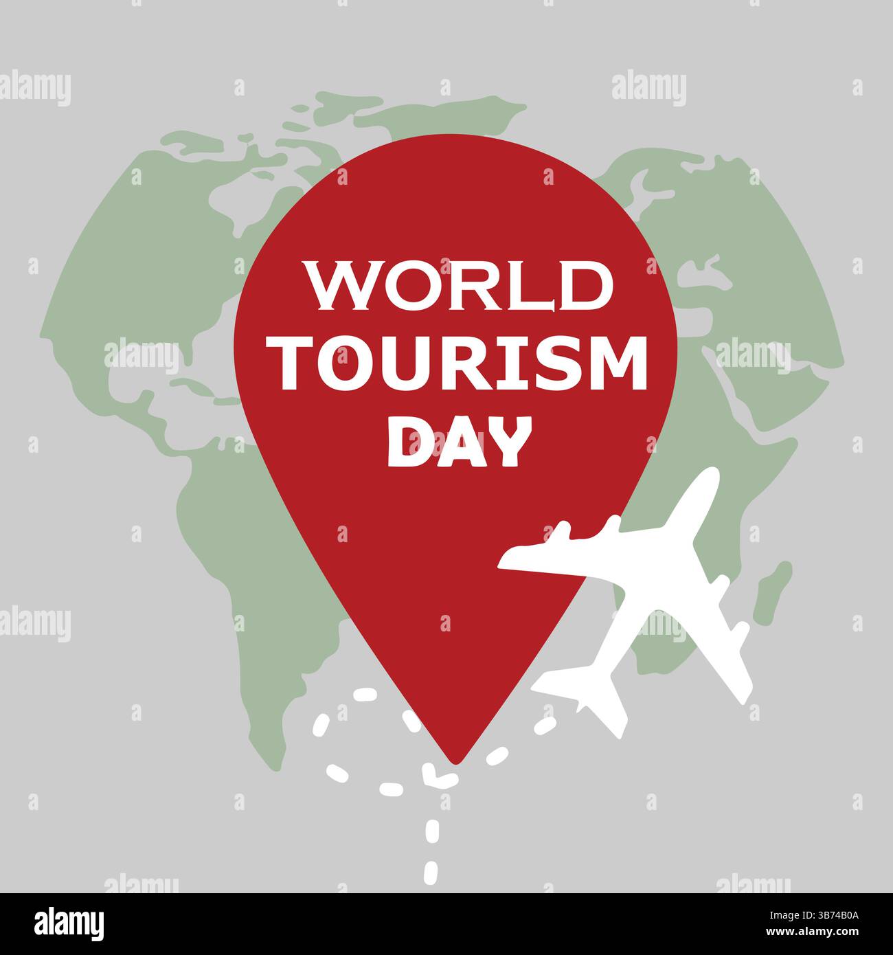 World Tourism Day Creative Concept with Airplane & Navigation Icons on ...