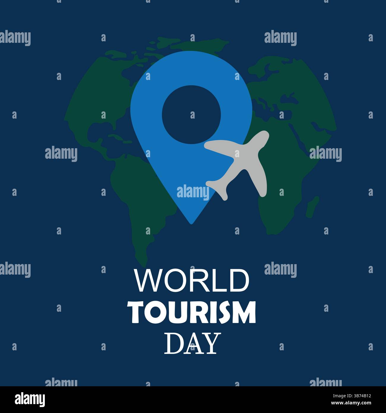 World Tourism Day creative concept: airplane, world map & navigation ...