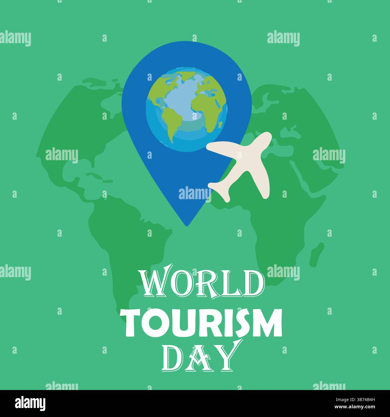 World Tourism Day Creative Travel Concept with Airplane & Navigation ...