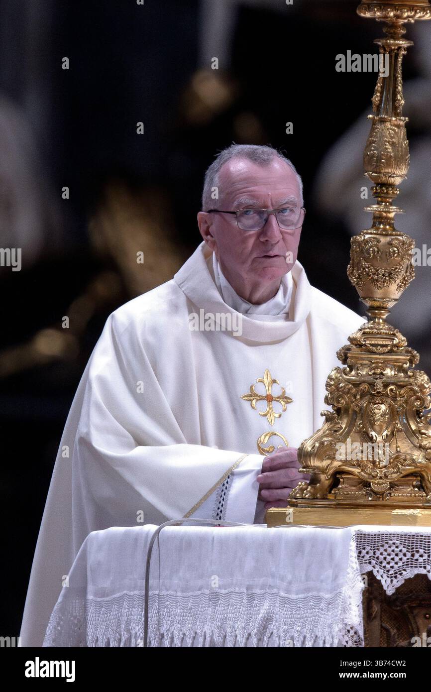 Cardinal Pietro Parolin attends mass on the ninth day of the ...