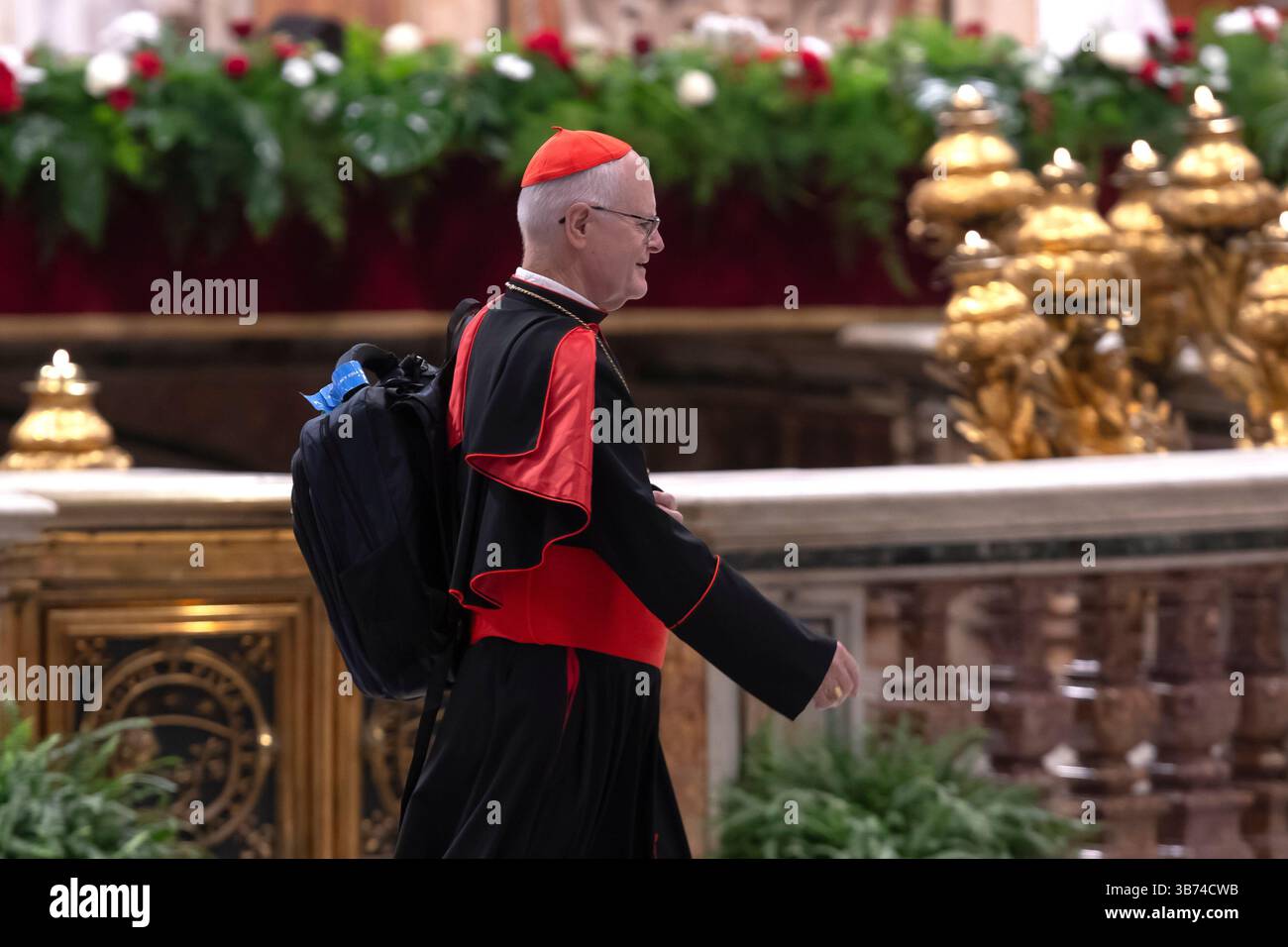 Cardinal Odilo Pedro Scherer arrives for a mass on the ninth day of the ...