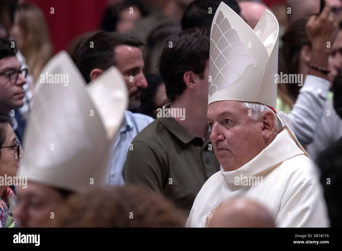 Cardinal Jean-Marc Aveline arrives for a mass on the ninth day of the ...