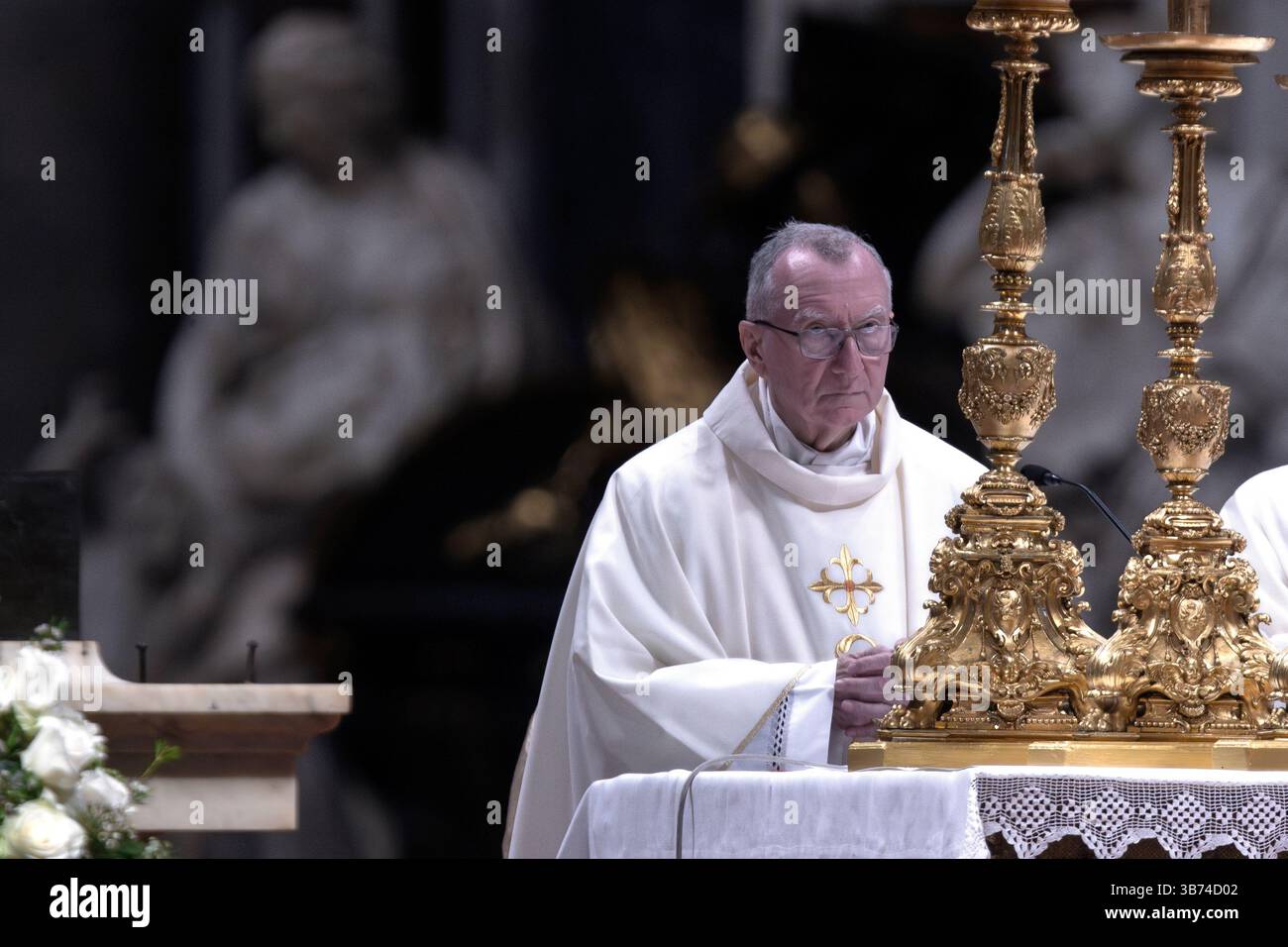 Cardinal Pietro Parolin attends a mass on the ninth day of the ...