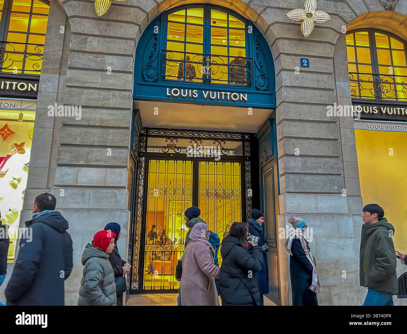 Paris, France, Luxury Store Front, Crowd of People Walking, Street ...