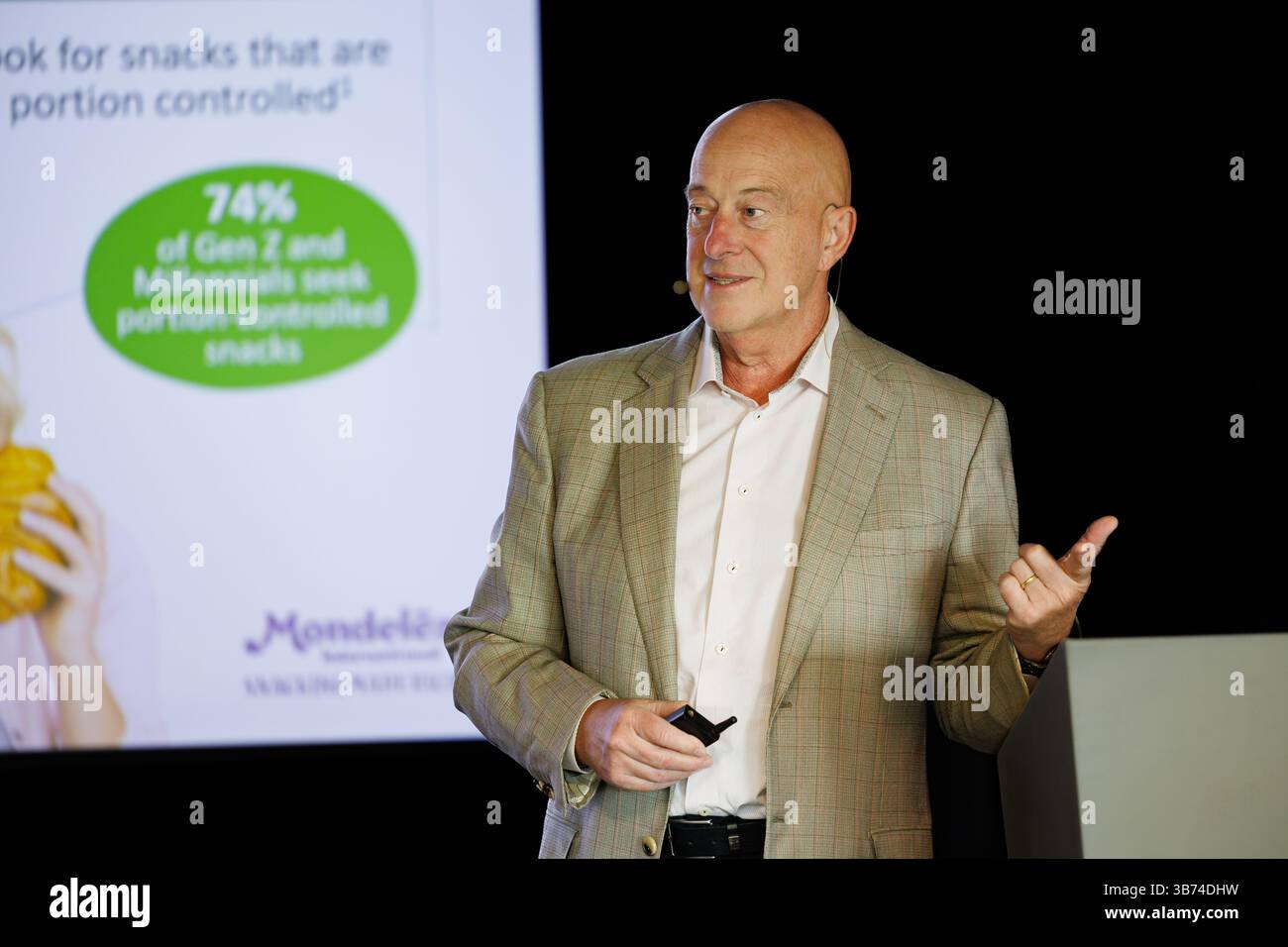 Lembeke, Belgium. 05th May, 2025. Mondelez CEO Dirk Van de Put pictured ...