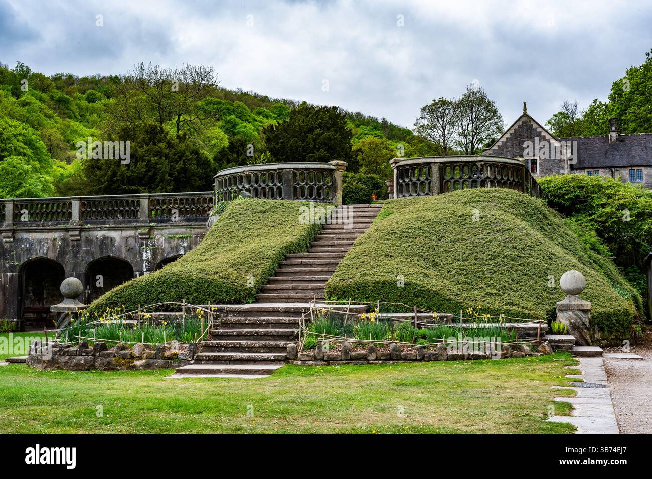 The Steps at Ilam Hall Stock Photo - Alamy