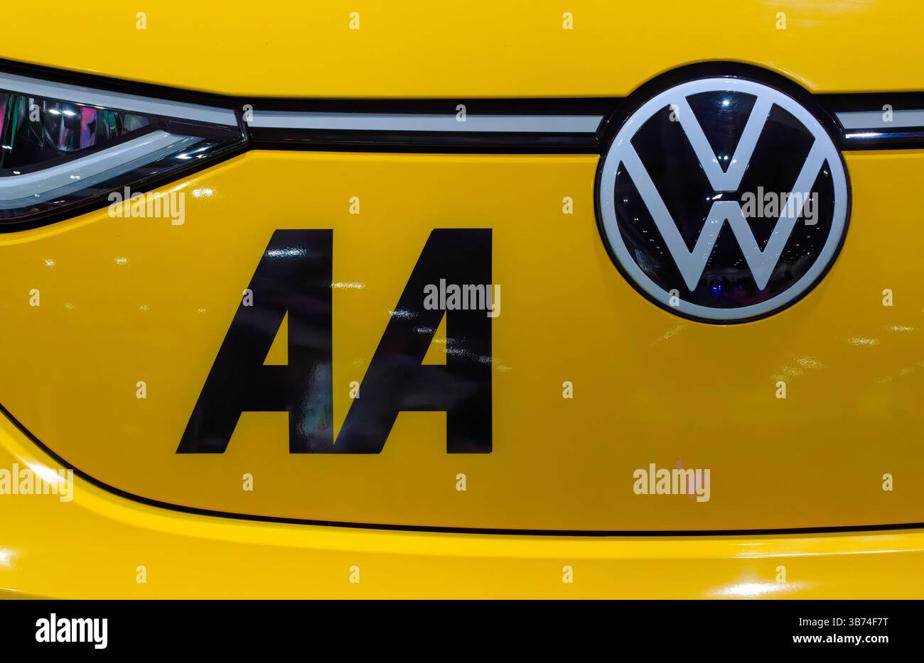 Volkswagen logo on an AA electric vehicle at the Everything Electric ...